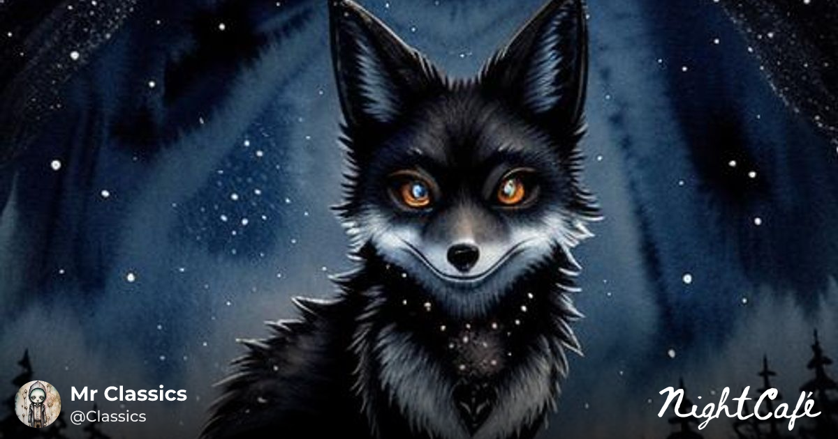 Undead Black Fox in Frozen Winter Scene - AI Art