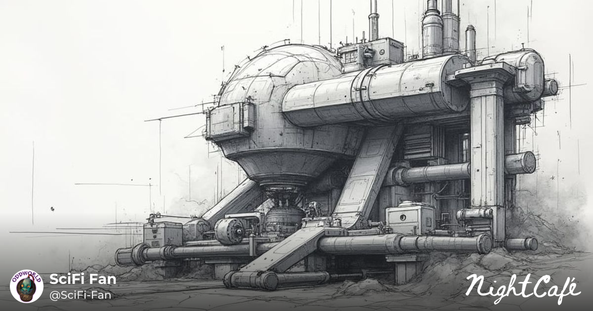 Abstract industrial sci-fi engineering drawing