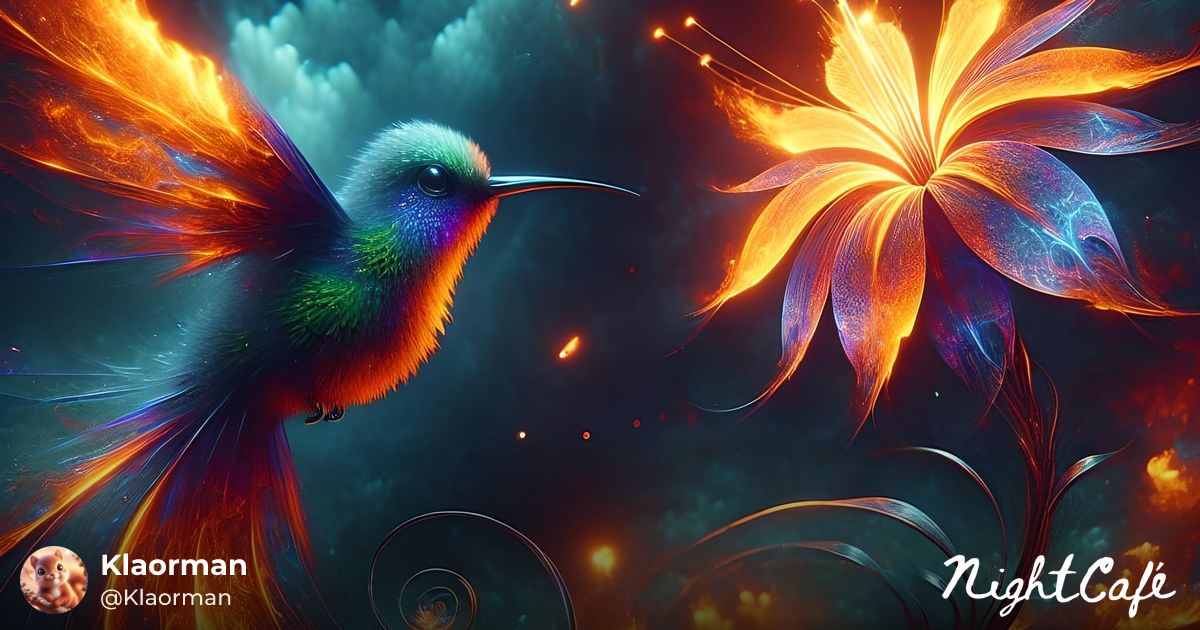Fiery Hummer - Flaming Hummingbird: A 3D Digital Masterpiece