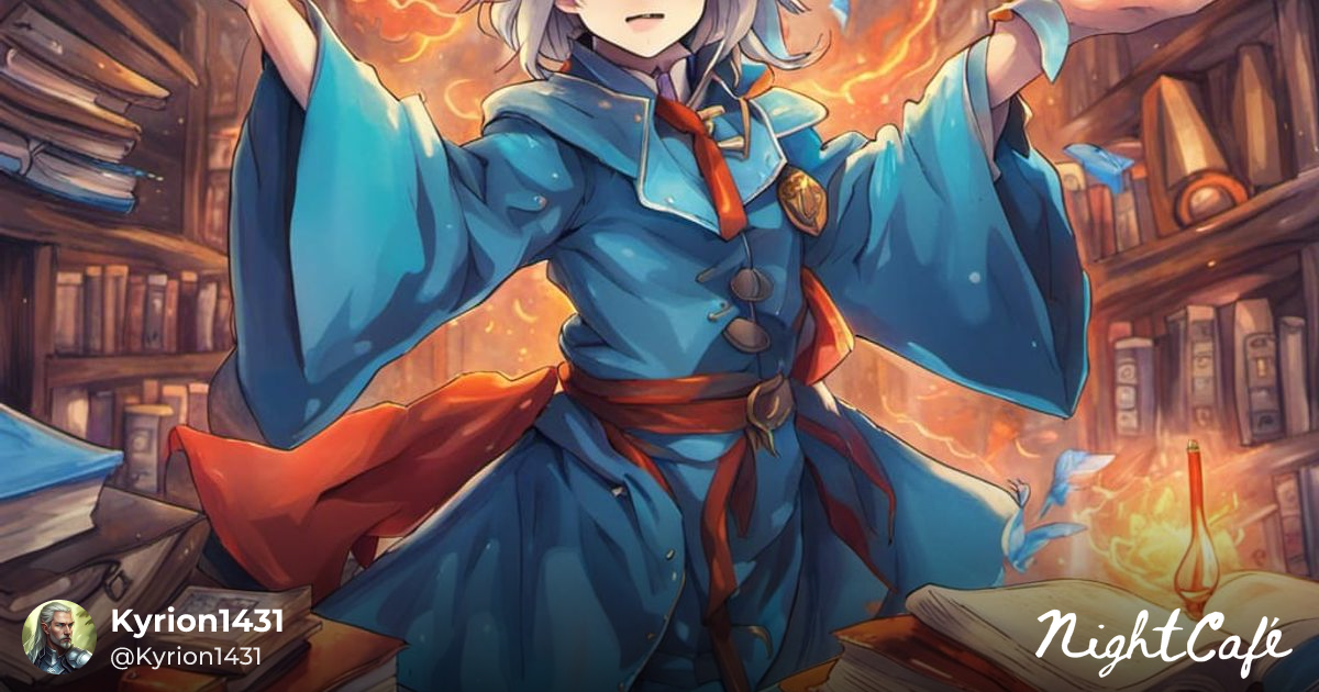 Mage using magic - Anime Mage Casting Magic with Books