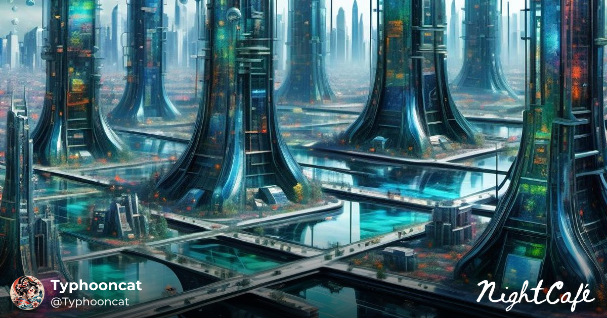 Technopolis - Futuristic Technopolis in Mixed Media Style