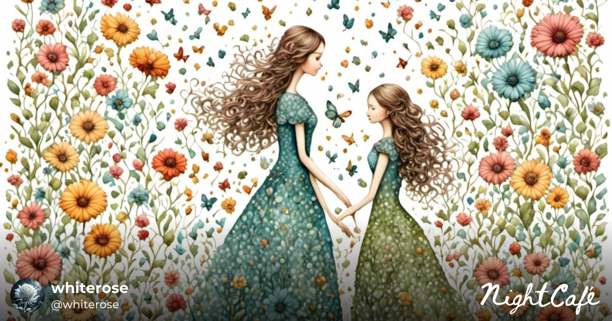 Whimsical People in Autumn Flower Field - AI Art