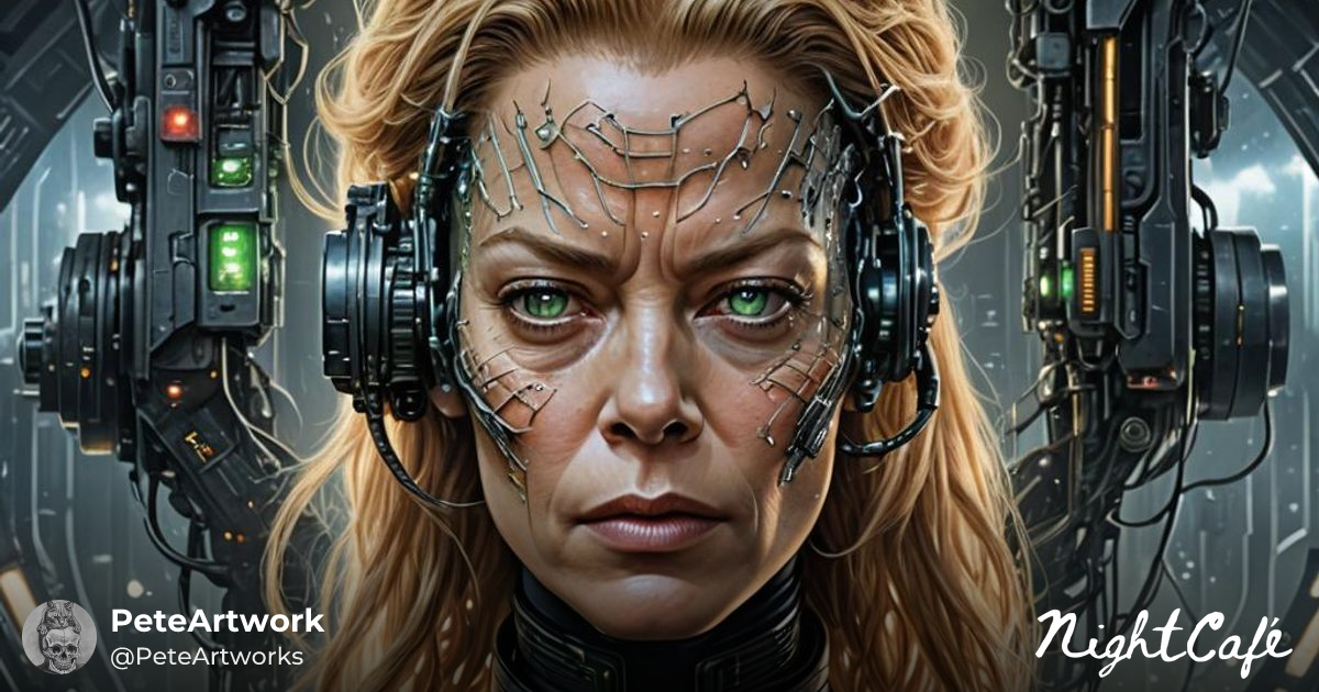 Seven of Nine Borg Portrait in Digital Matte Paint... - AI Art