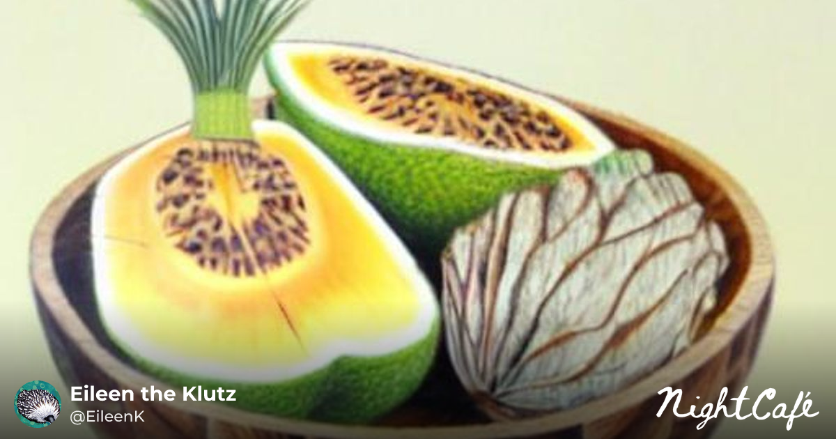 Jackfruit in a Wooden Bowl II - Realistic Jackfruit in Walnu...