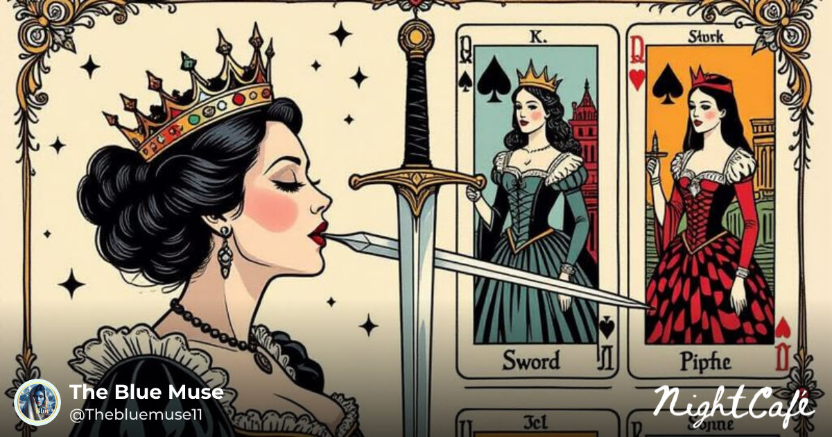 Queen of Swords Swallowing Sword in Tim Burton Sty... - AI Art