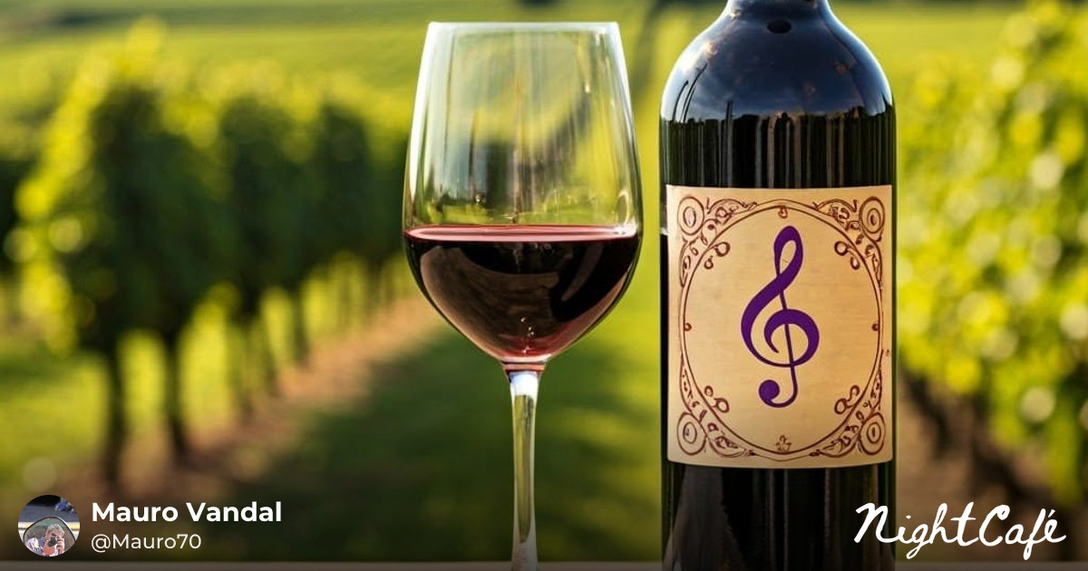 Wine with Purple G Clef in Impressionist Style - AI Art