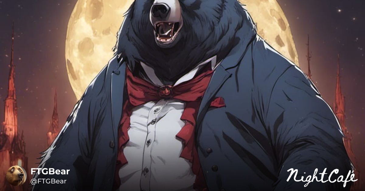 Evil Gothic Vampire Bear King in Anime Style - AI Art