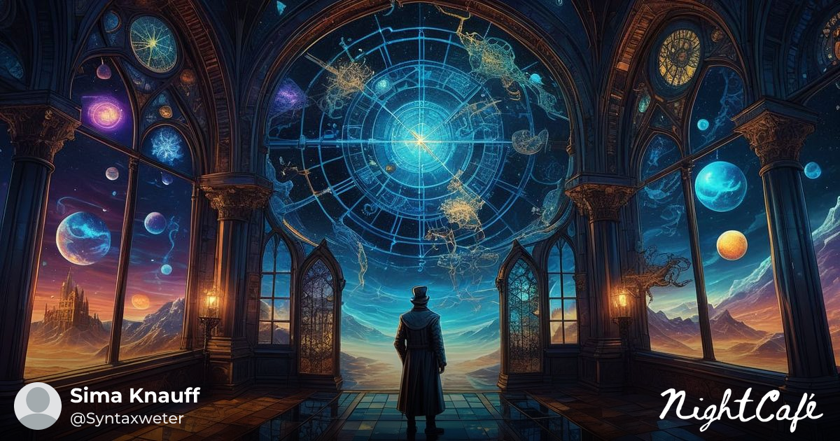 Celestial Cartographer in Underwater Gothic Librar... - AI Art