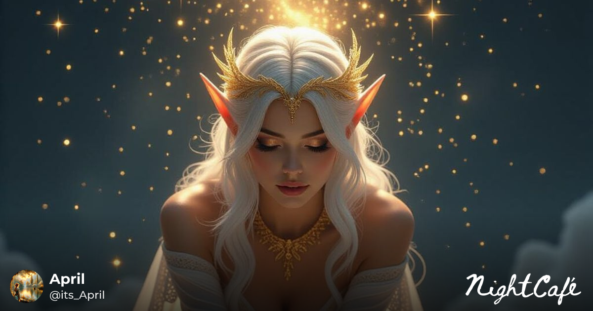 Celestial Fae in Golden Light with Cosmic Backgrou... - AI Art