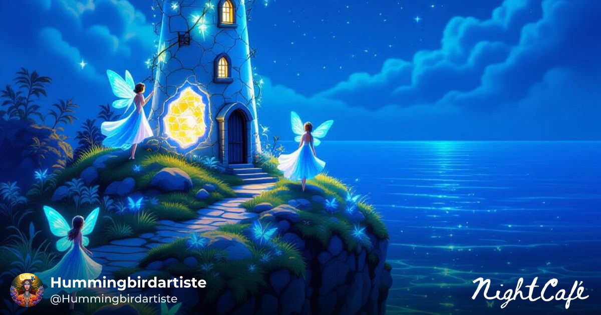 Fairy Lighthouse with Bioluminescent Vines and Geo... - AI Art