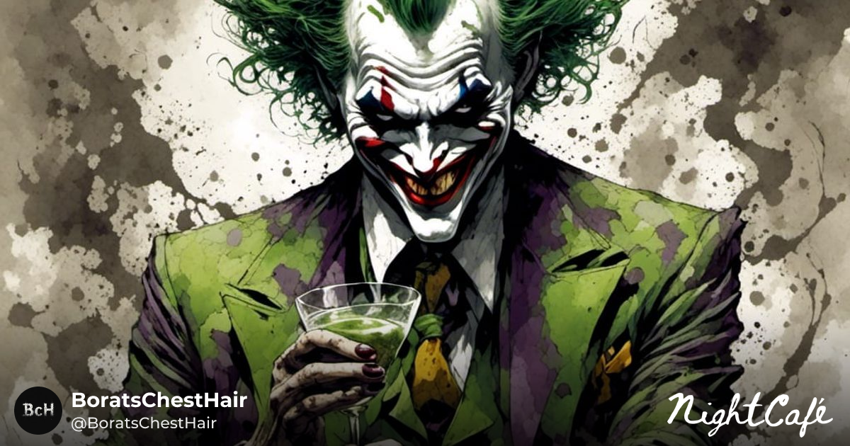 The Joker with Green Hair Drinking a Martini - AI Art