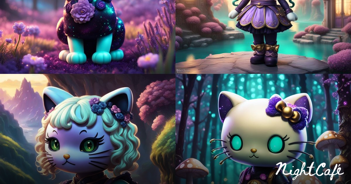 Tan skinned Hello kitty, curly twin tails, purple curly twin tails ...