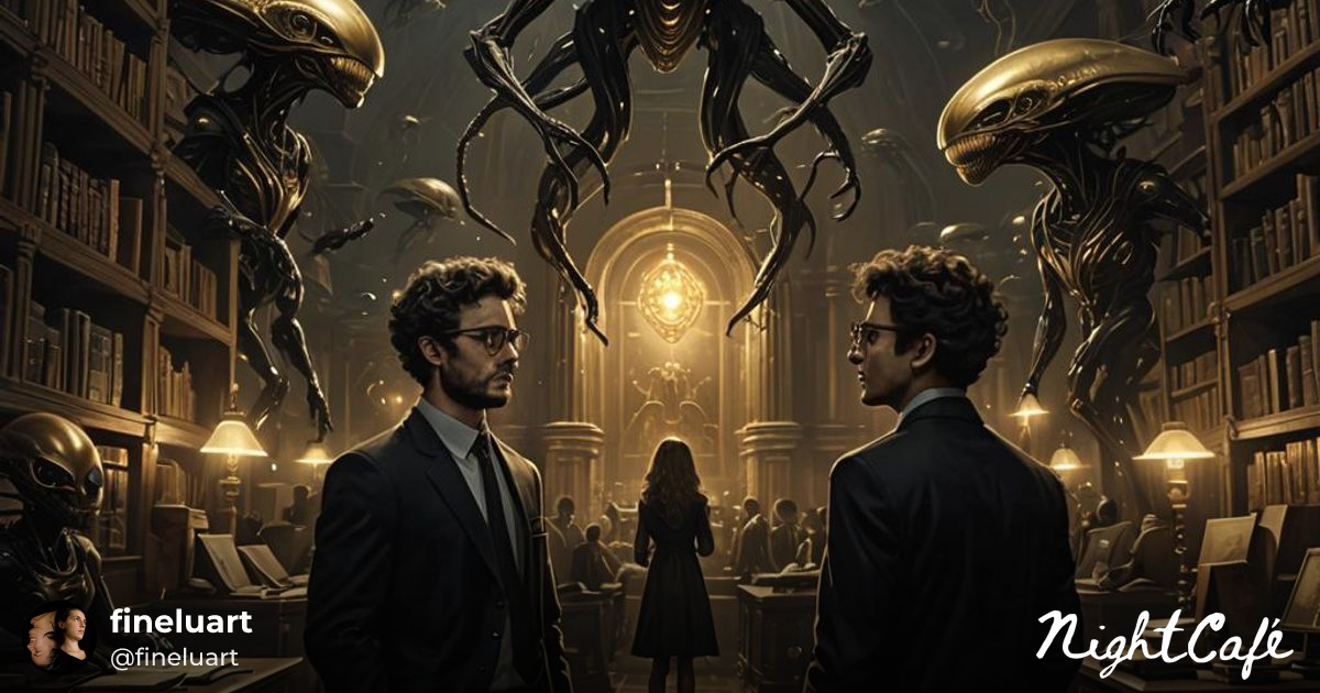 aliens in the library - Dark Academia: Alien Invasion in Bl...