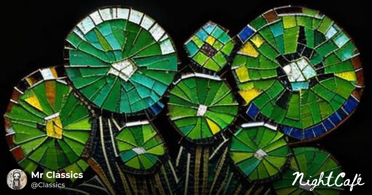 Vibrant Mosaic Patchwork in Expressionist Oil Pain... - AI Art