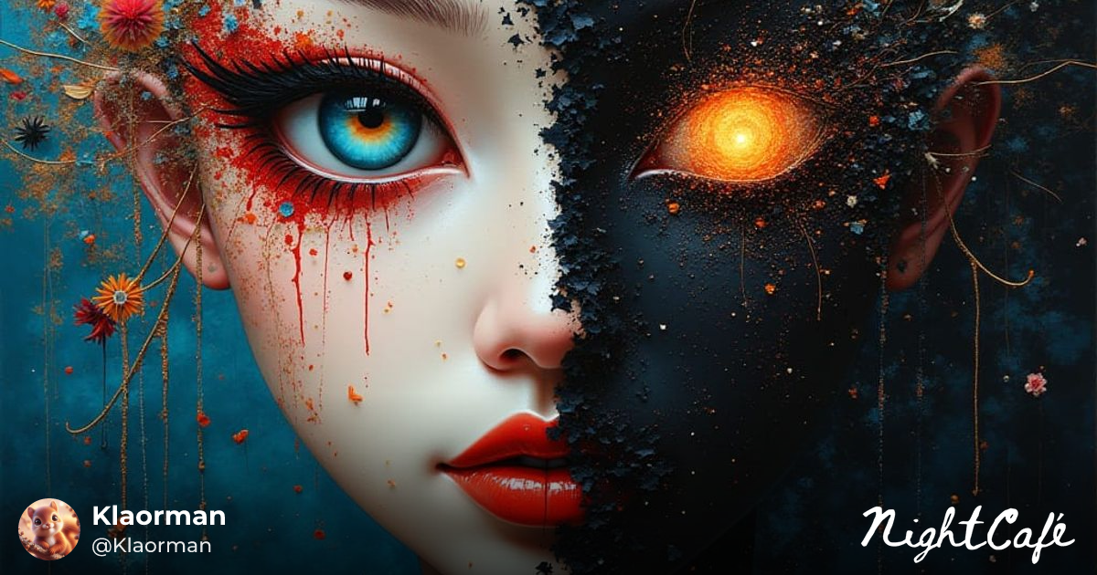 Soul Enigma - Abstract Mosaic Portrait of a Japanese Woman