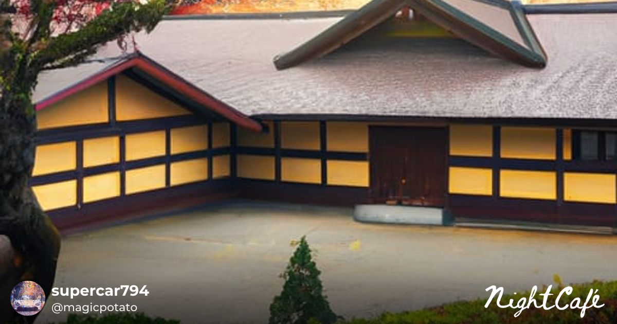 Sunset Dojo with Cherry Blossoms - AI Art