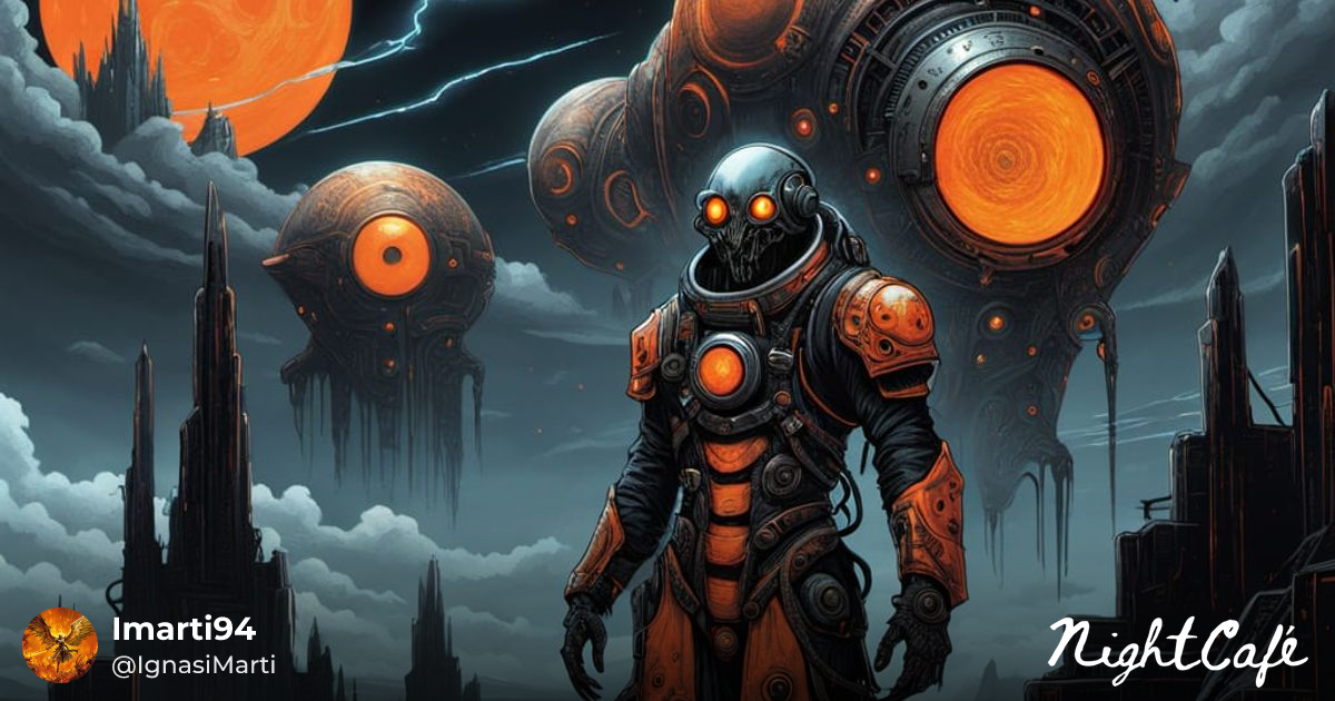 Demigod Astronaut in Cyberpunk Horror Landscape - AI Art