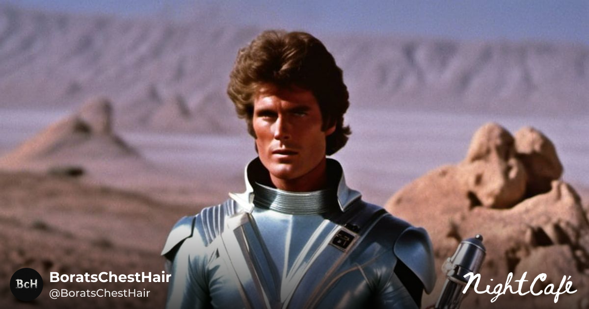 David Hasselhoff as Simon, the Prince of Space, in "Starcrash 2" (1981 ...