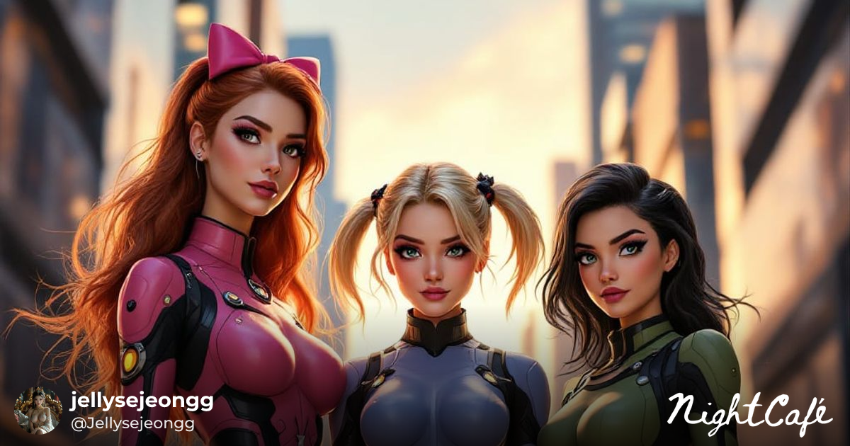 Powerpuff ladies - Adult Powerpuff Girls in Modern City Suns...