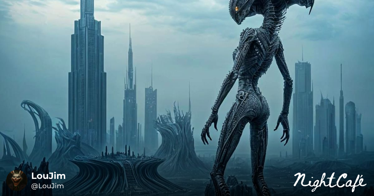 Xenomorph Lady - Majestic Alien Queen Reigns Over a Ruined W...