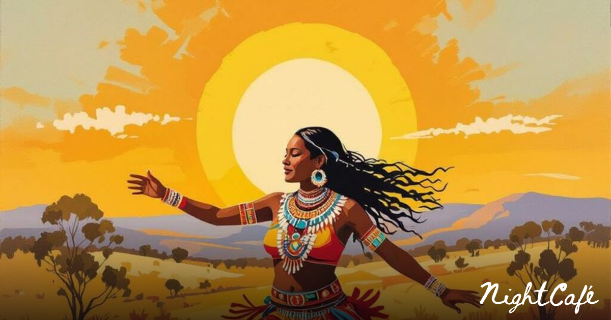 No dot indigenous artwork - Indigenous Woman Dancing in Out...