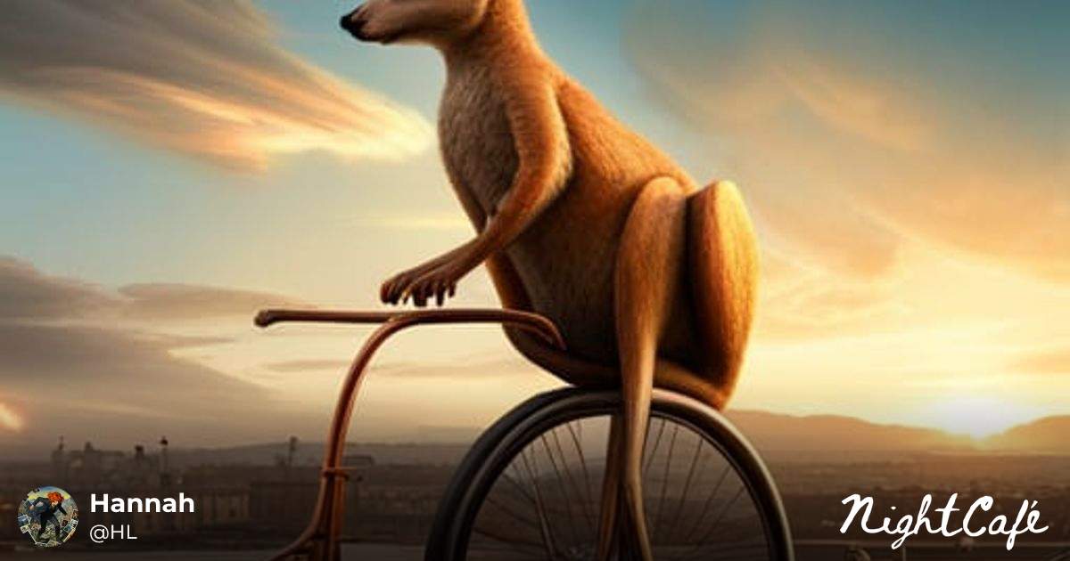 kangaroo on old fashioned bicycle. - Kangaroo and Joey on Bi...