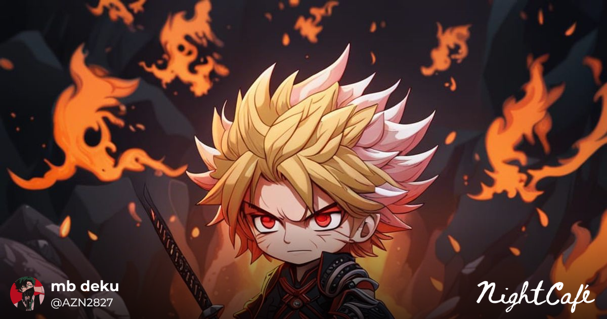 rengoku chibi - Rengoku Chibi in Detailed Matte Painting Sty...