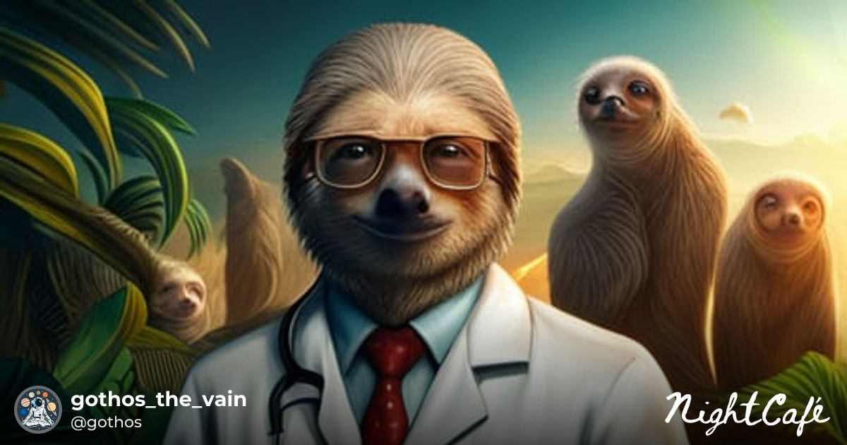 Hyperrealistic Sloth Doctor in Lab Coat - AI Art