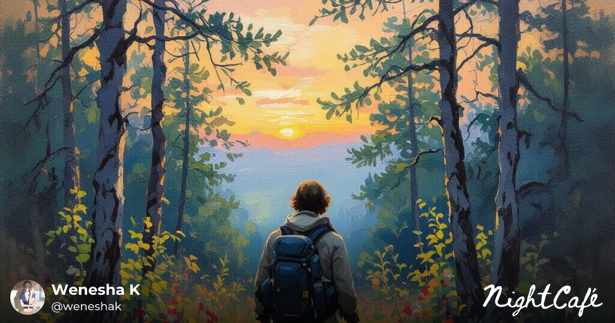 Person Dissolving Into Forest, Impressionist Lands... - AI Art