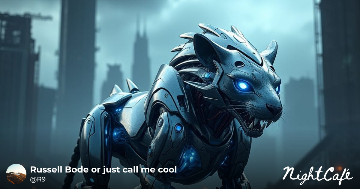 Cyberpunk Mech Lion Hybrid Stands Proud in Ruined ... - AI Art