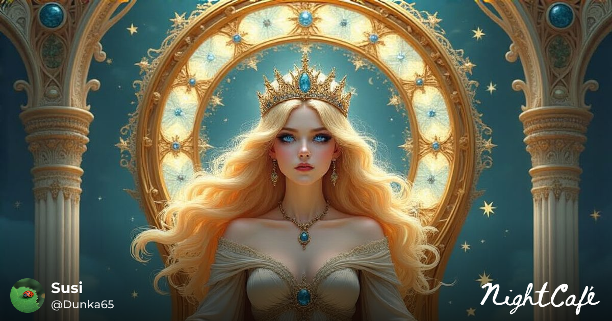 Celestial Empress with Starlight Crown in Art Nouv... - AI Art