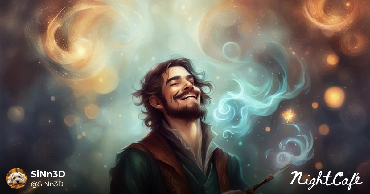 Laughing hobbit bard - Laughing Hobbit Bard in Cosmic Reflec...