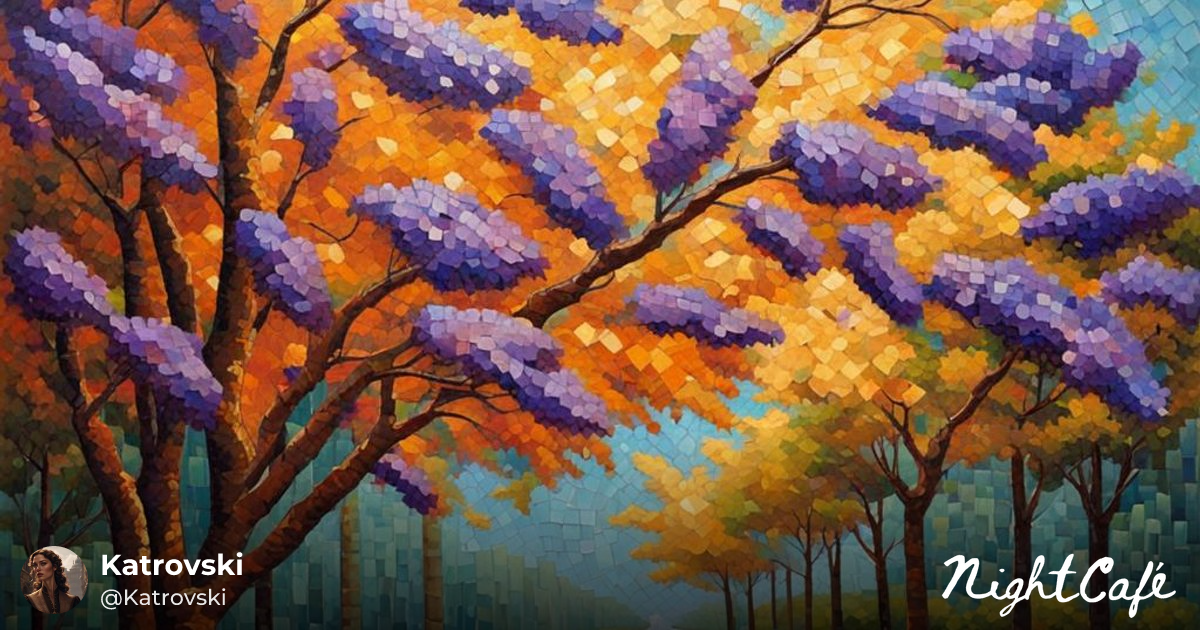 Jacaranda mosaic - Jacaranda Mosaic in Expressionist Impasto...