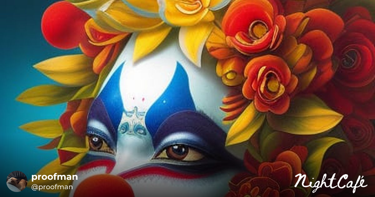 Flowers Clown - Flowers Decorated Clown in Thai Art Style