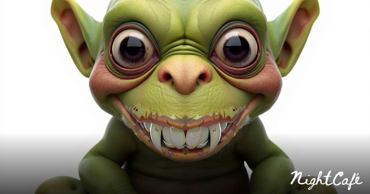 A Baby Ogre's Playful Gaze: A Realistic Portrait - AI Art