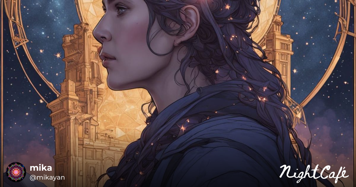 Celestial Cartographer in Art Nouveau Style - AI Art