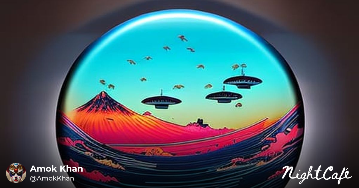 UFO Sphere - UFOs over Japan in Hokusai Wave Style