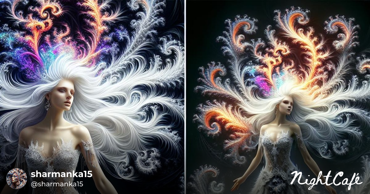 Iridescent Fractal Portrait of a Luminous Lady - AI Art