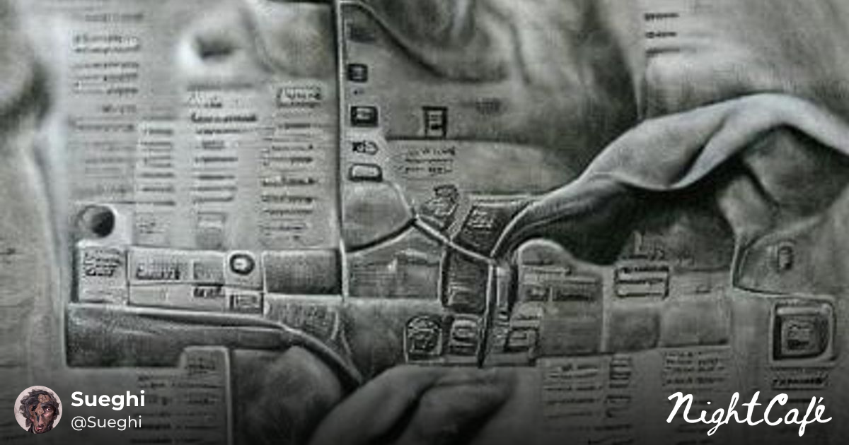 Nested Maps: A Hyperdetailed Charcoal Drawing - AI Art