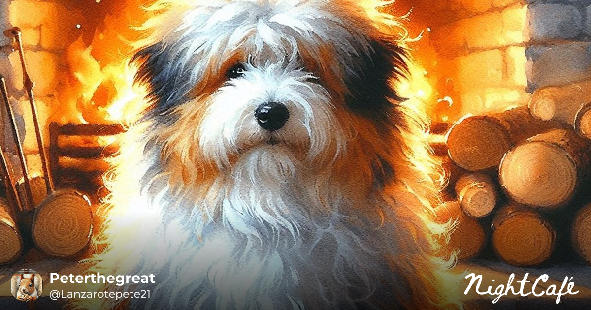 Watercolor Fluffy sheep dog