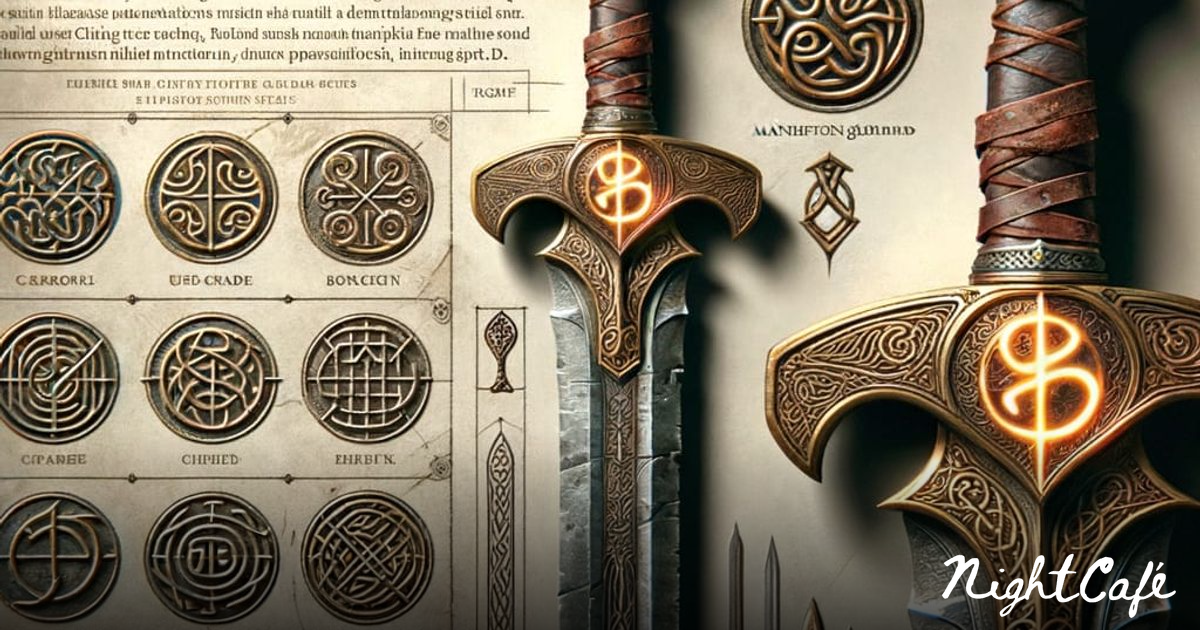 Ancient Celtic Rune Sword with Golden Guard - AI Art