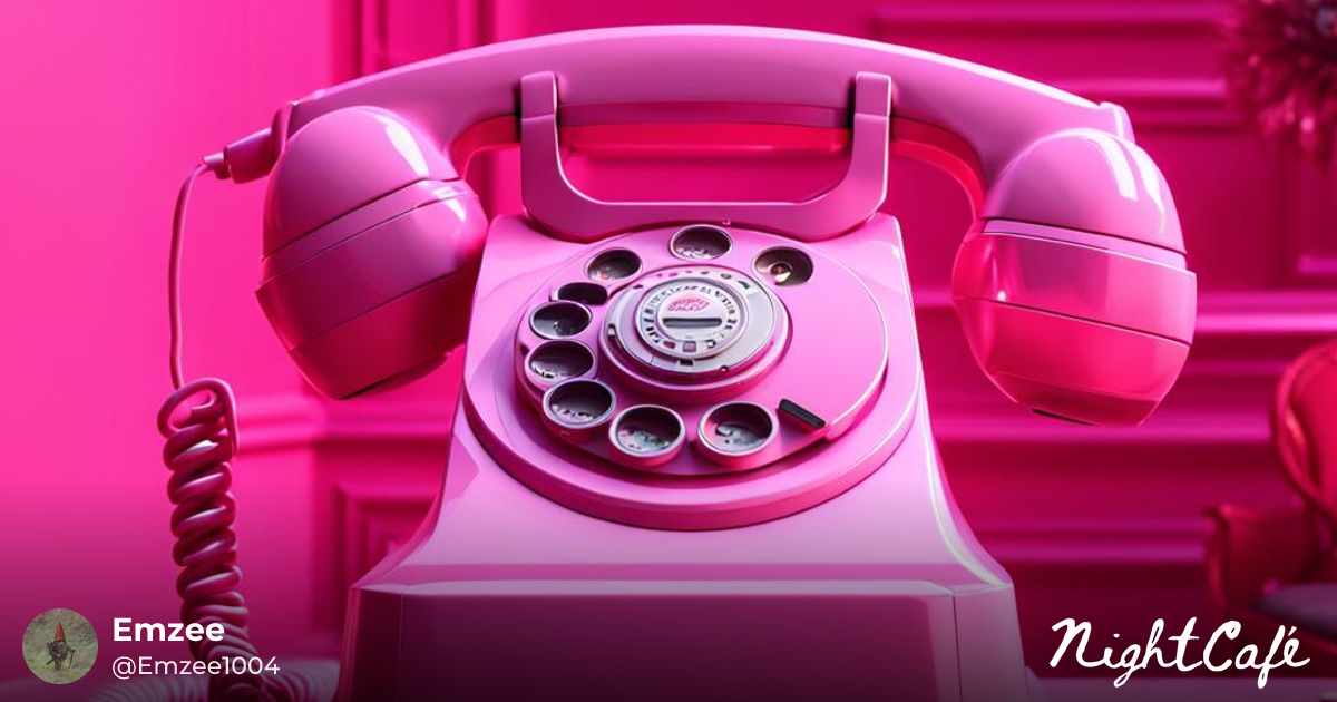 Perfectly Pink - Pink Rotary Phone in Pink Room, 3D Render