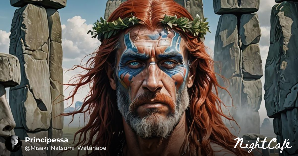 Muscular Druid with Tattoos at Stonehenge - AI Art