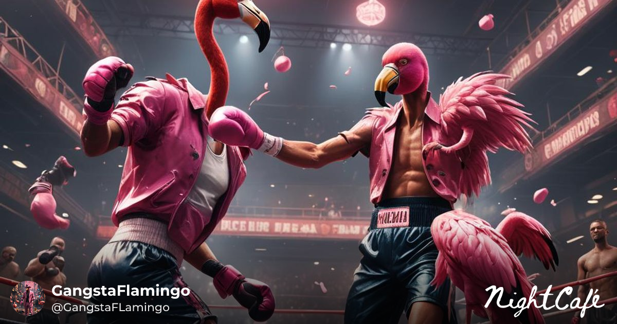 Gangster Flamingo Boxing Match, Detailed Matte Pai... - AI Art
