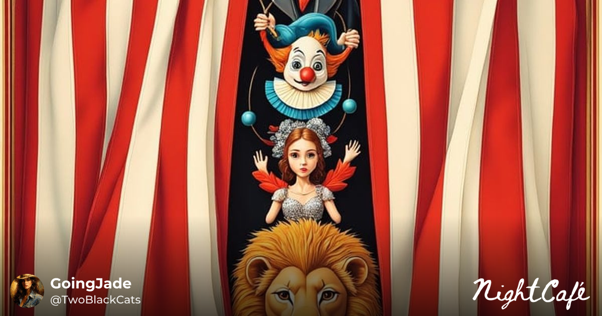 Vibrant Stained Glass Style Circus Scene with Curi... - AI Art