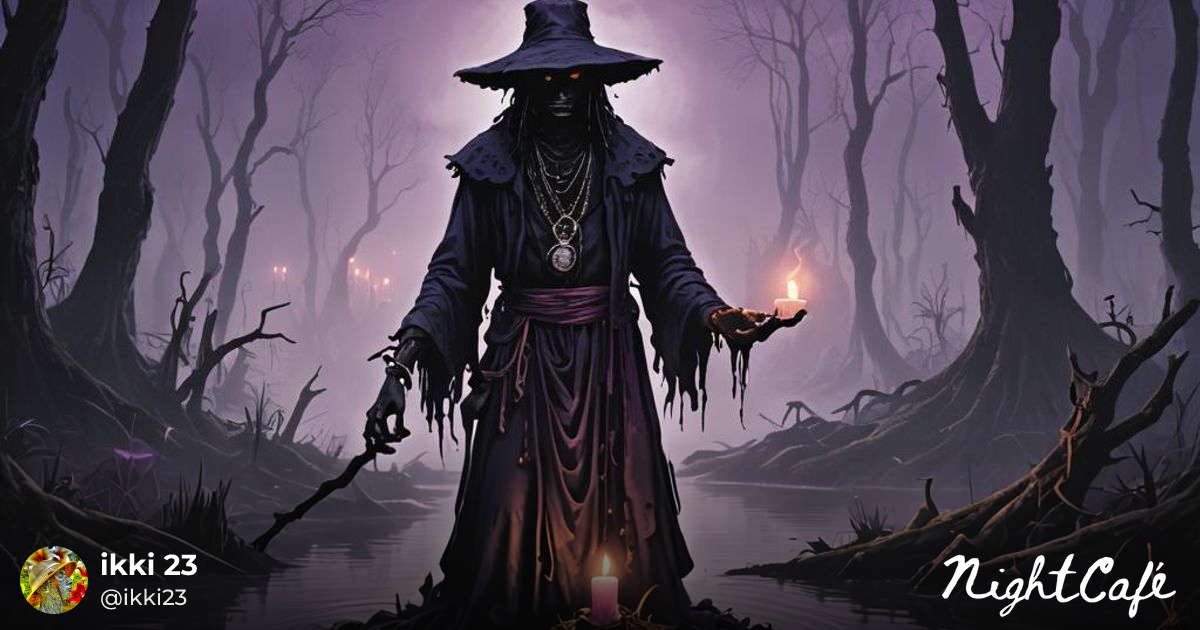 snafu-voodoo-pop - Eerie Voodoo Figure in Misty Swamp: Dark ...