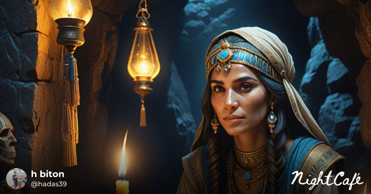 Ancient Mesopotamian Fortune Teller in Candlelit C... - AI Art