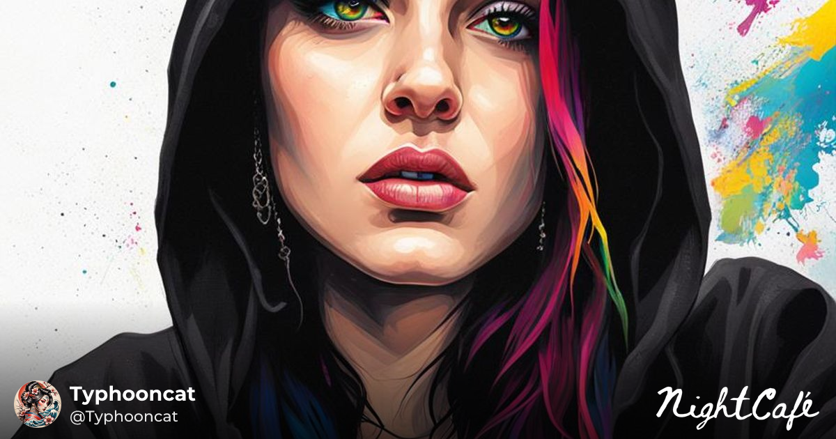 Rainbow Punk - Colorful Punk Woman Portrait as Street Art