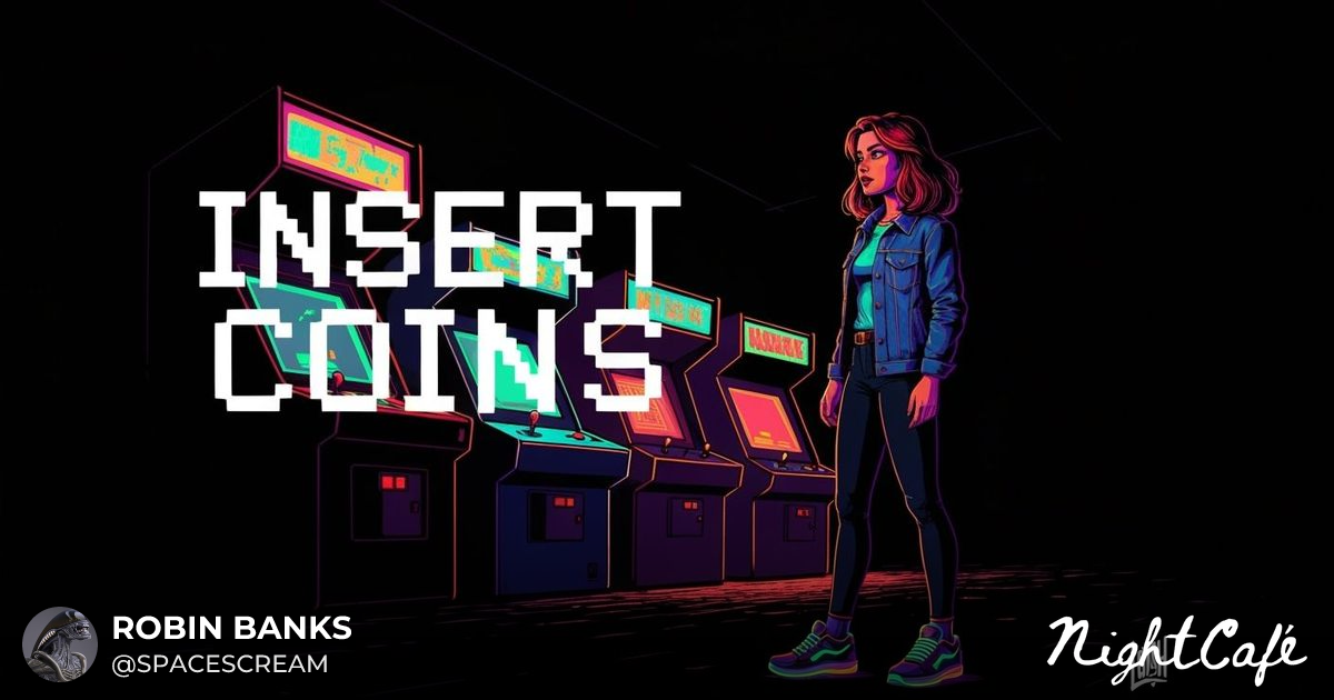 LOADING - Retro Arcade Woman in a Cyberpunk Digital Illustr...