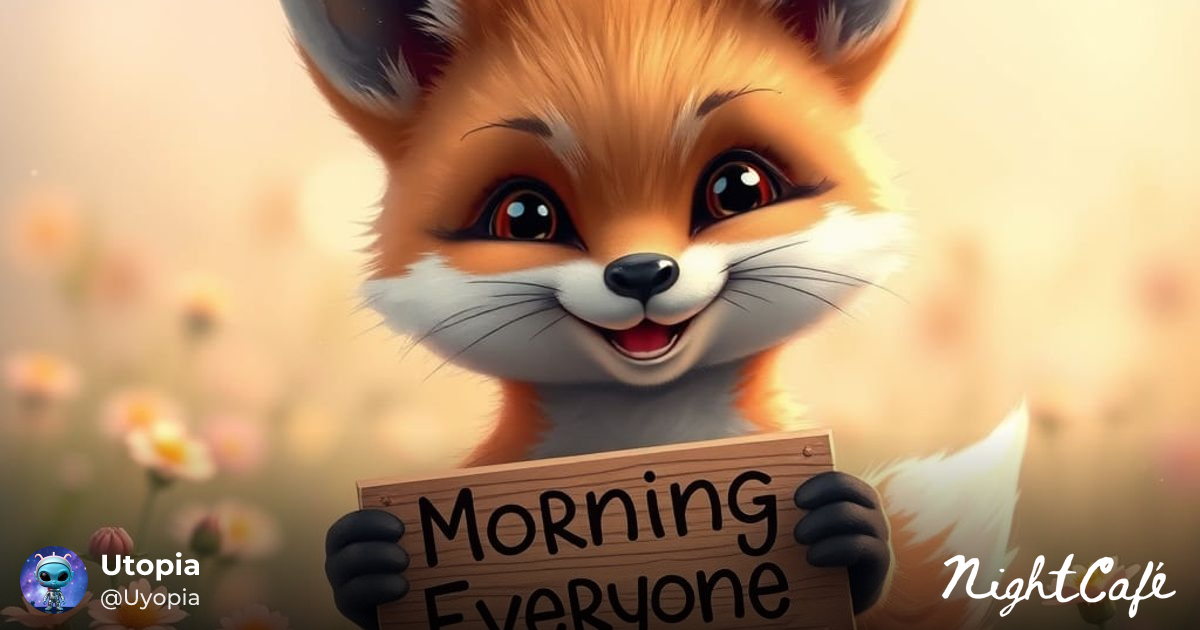 Smiling Fox Cub Greets the Morning: Fantasy Realis... - AI Art